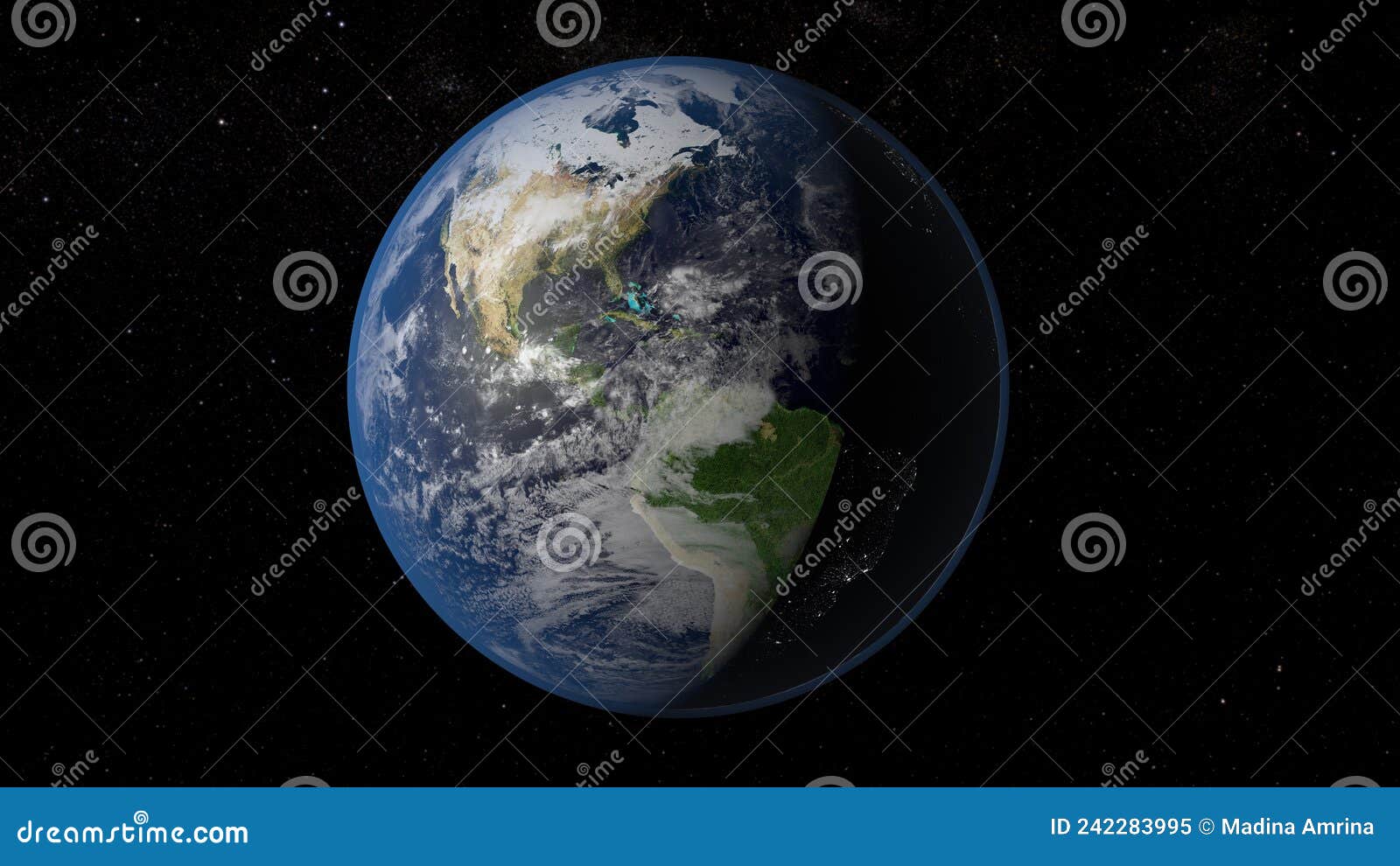 Planet Earth in the Starry Sky of Solar System in Space. this Image ...