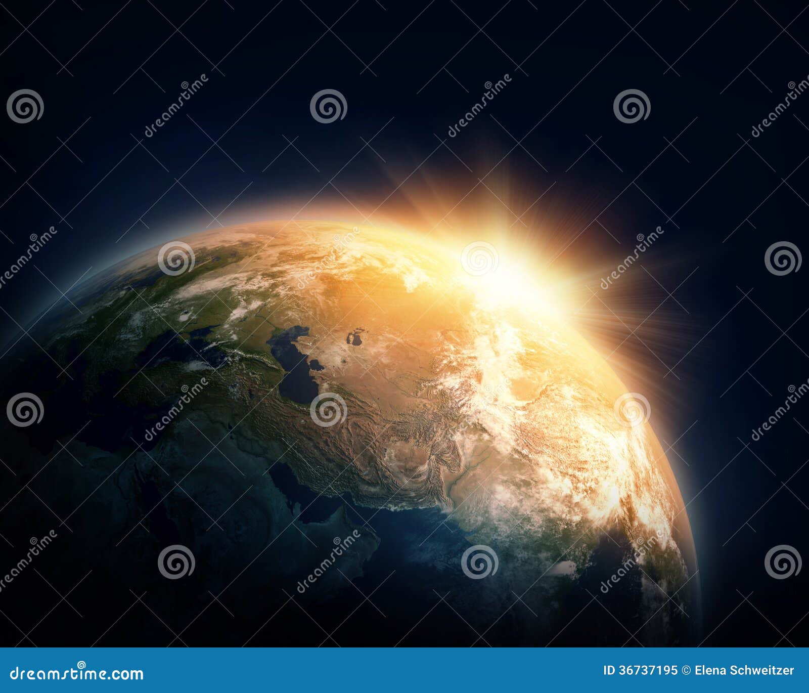 Planet Earth and sun stock illustration. Illustration of planetary ...