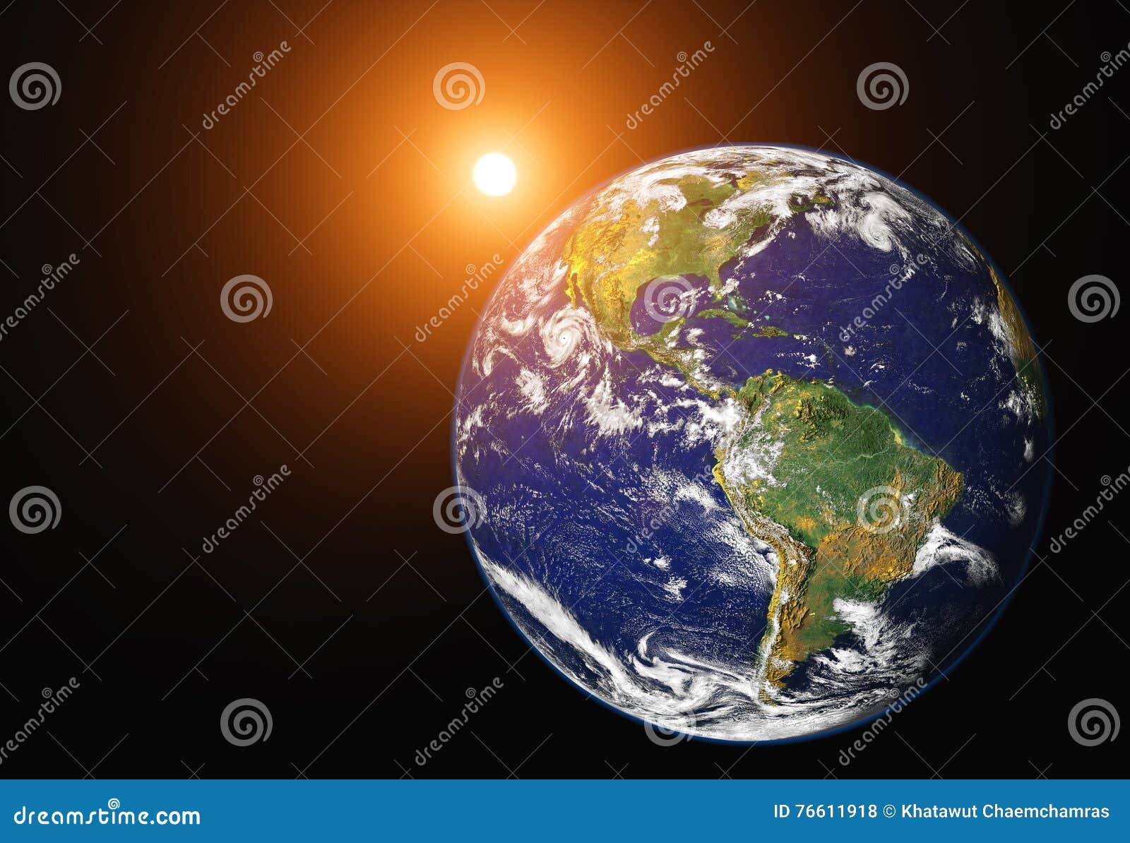 Planet Earth and sunrise stock photo. Image of single - 76611918