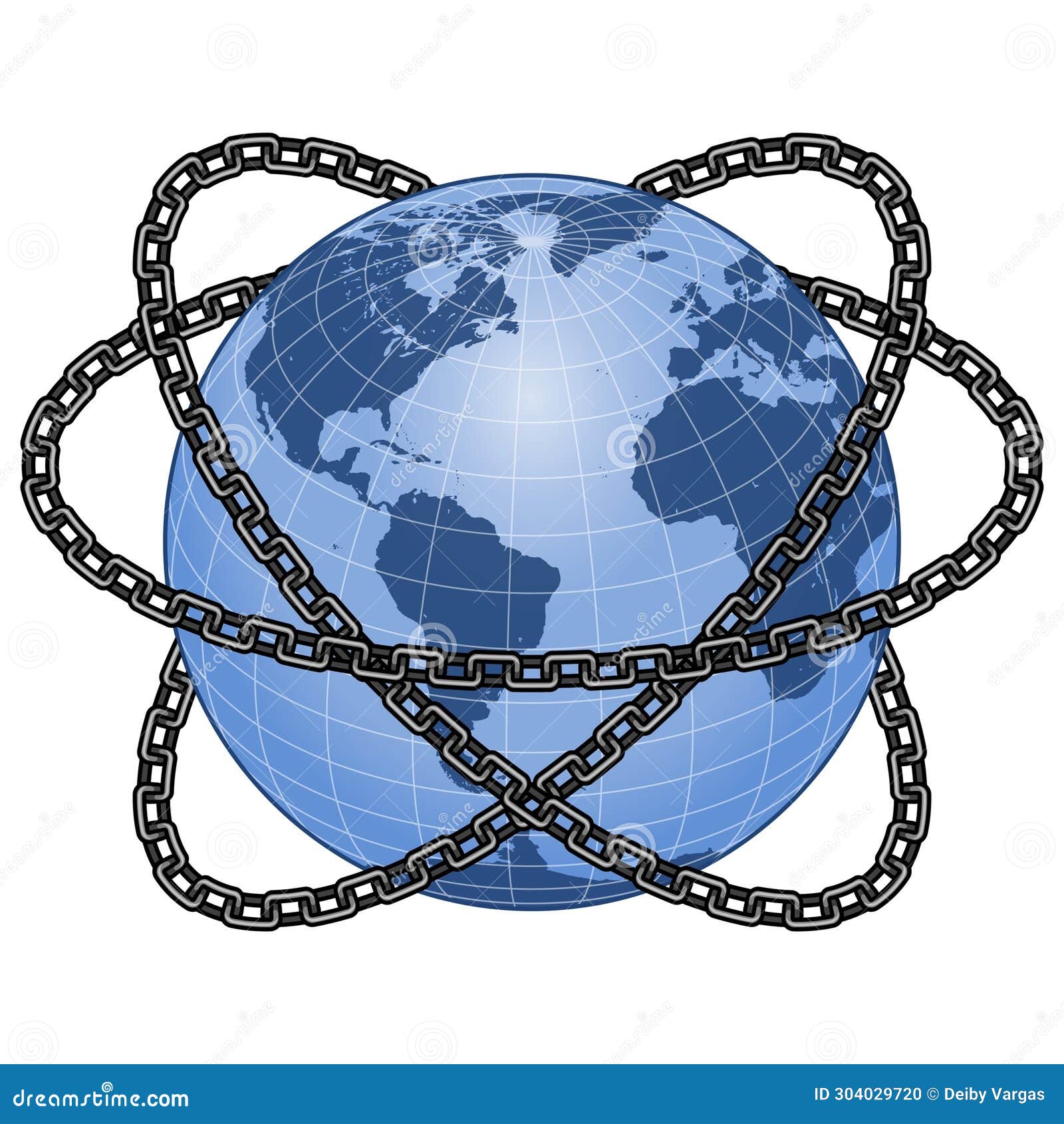 Planet Earth Surrounded by Chains Stock Illustration - Illustration of ...