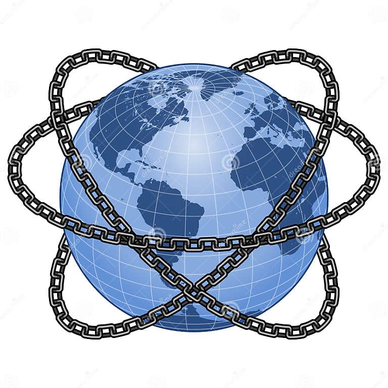 Planet Earth Surrounded by Chains Stock Illustration - Illustration of ...