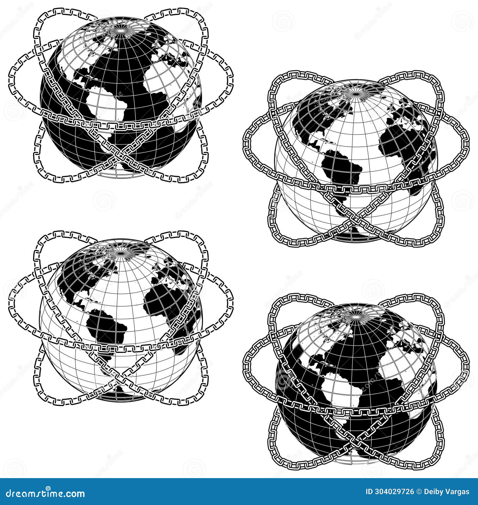 Planet Earth Surrounded by Chains Stock Illustration - Illustration of ...