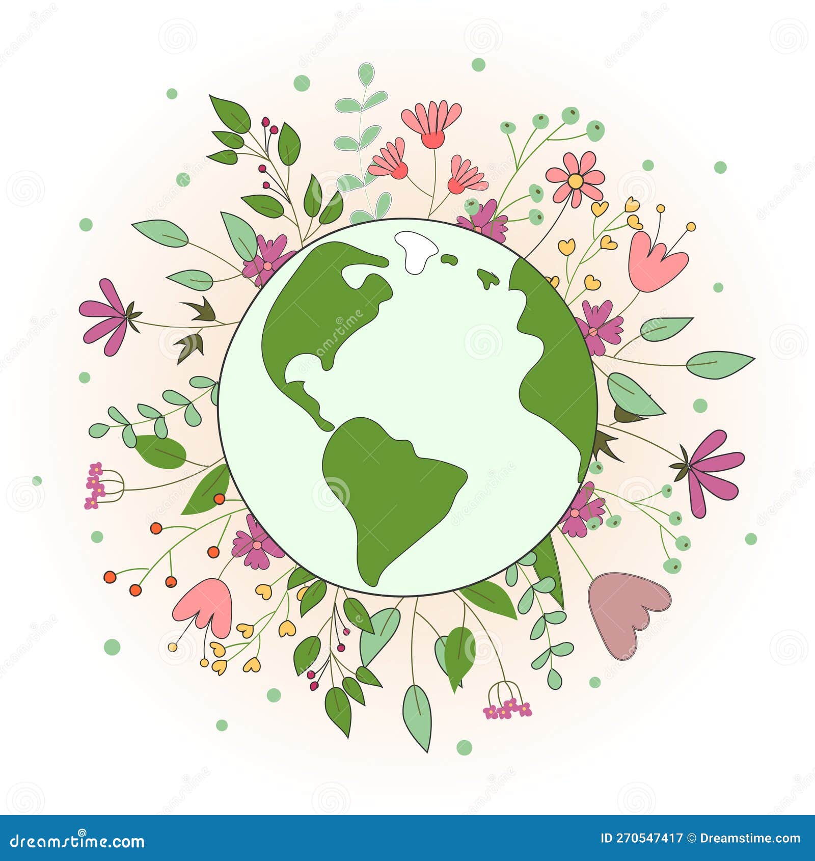 Planet Earth Surrounded by Spring Flowers Stock Vector - Illustration ...