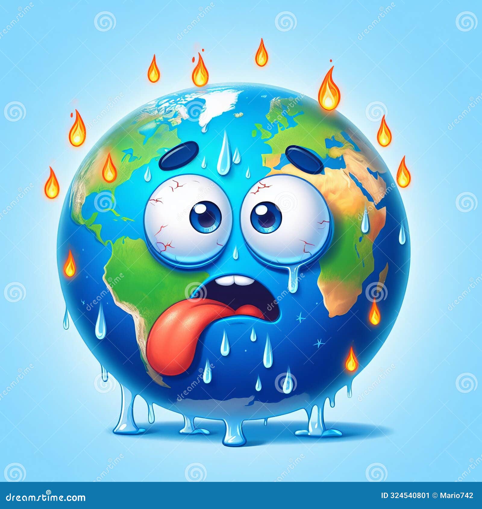 Planet Earth Sweating in the Heat Stock Illustration - Illustration of ...