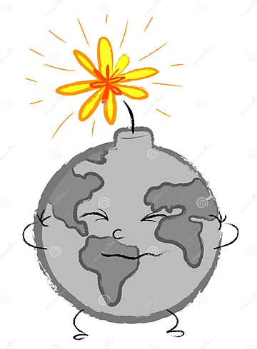 Planet Earth time bomb stock vector. Illustration of character - 6664724