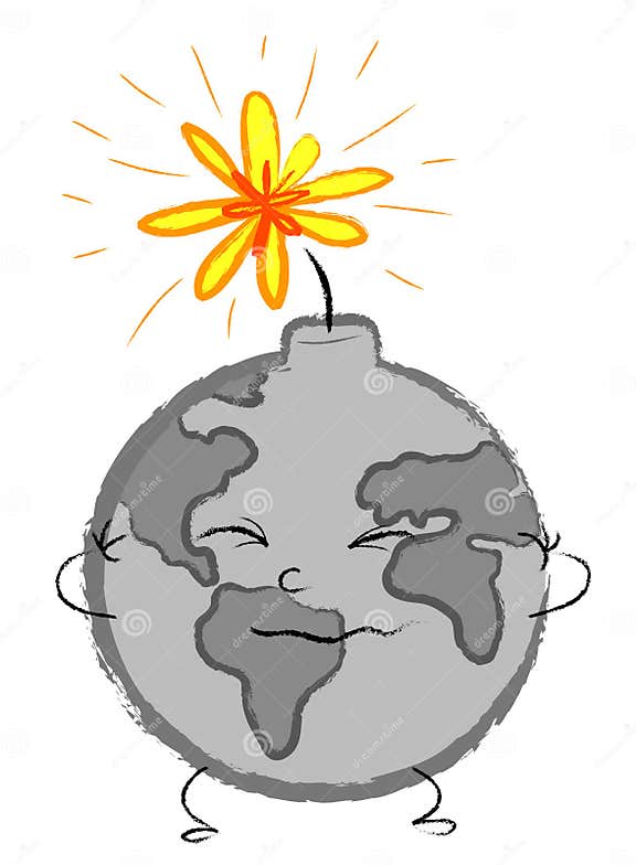 Planet Earth time bomb stock vector. Illustration of character - 6664724