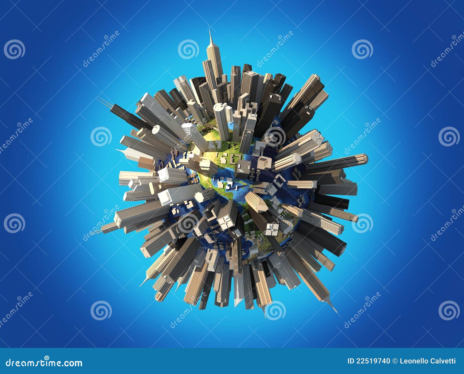 Planet Earth Totally Covered by Huge Skyscrapers. Stock Illustration ...