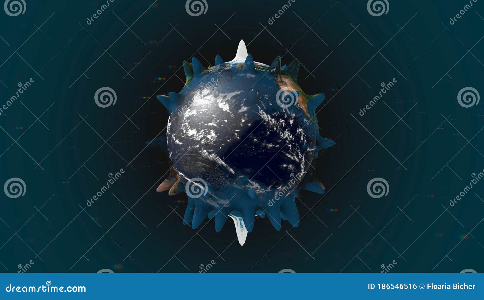 The Planet Earth Transforms To the Virus and Turns Around in the Blue ...