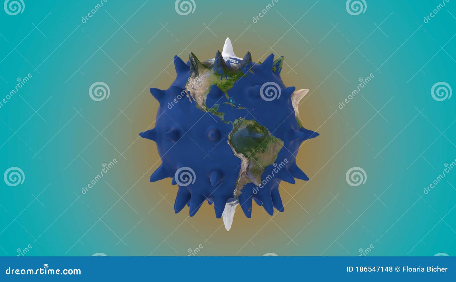 The Planet Earth Transforms To the Virus and Turns Around in the Blue ...