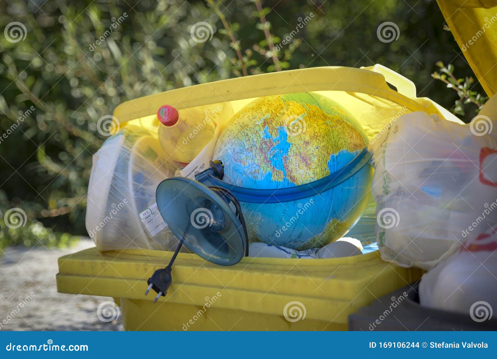 The Planet Earth in the Trash among the Plastic Stock Photo - Image of ...