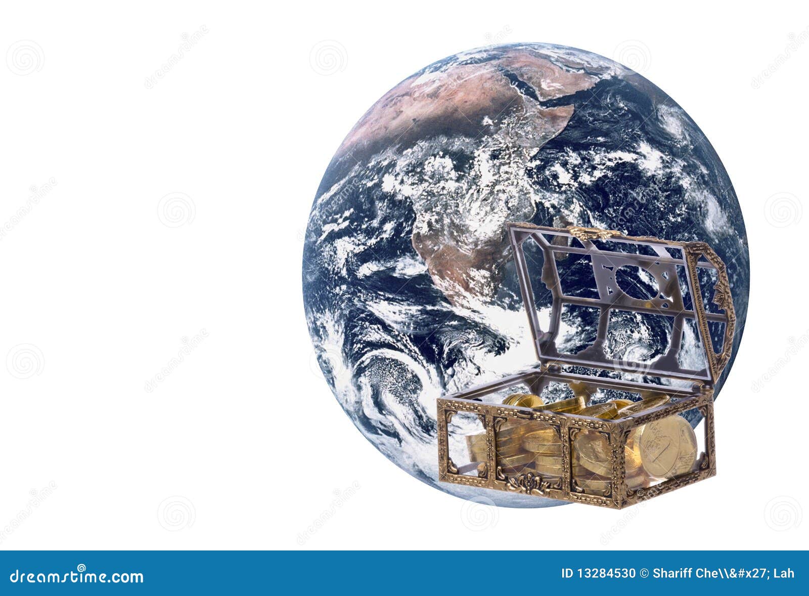 Planet Earth with Treasure Chest Isolated Stock Photo - Image of ...