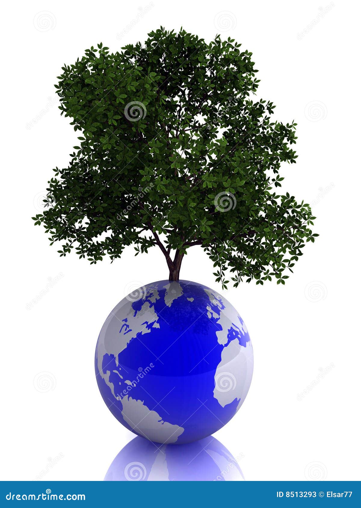Planet the Earth and tree stock illustration. Illustration of ...