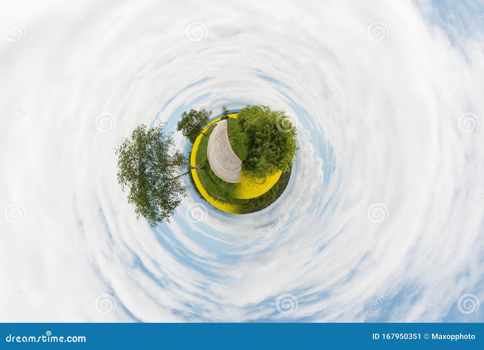 Planet Earth with a Trees and Clouds. Circle Effect Stock Image - Image ...