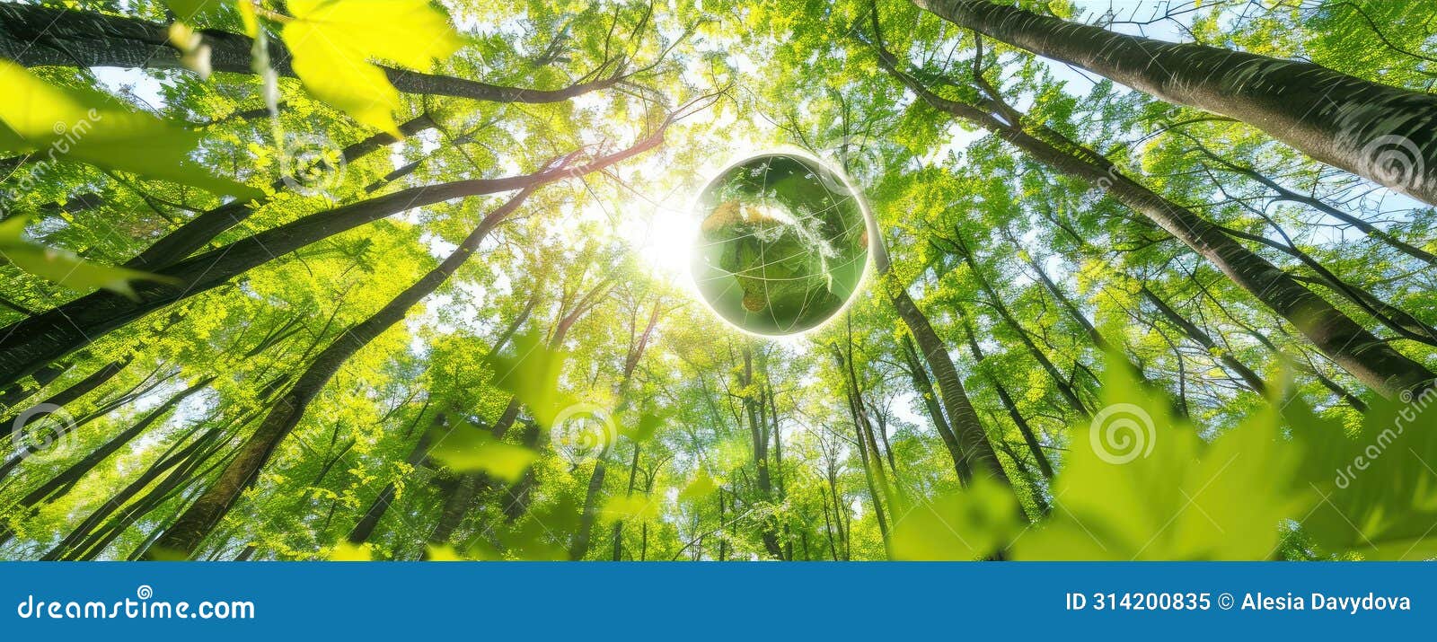 Planet Earth among Trees in the Forest, Banner for World Environment ...