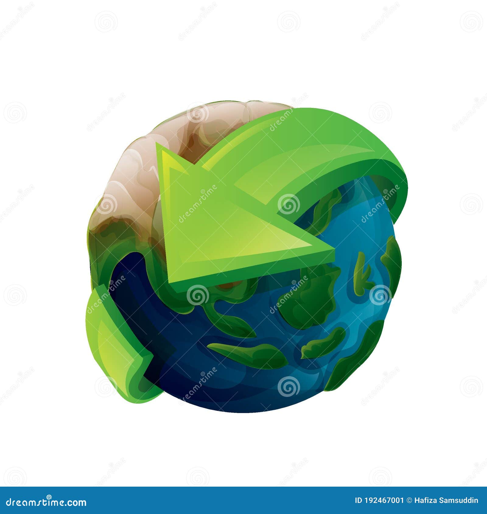 Planet Earth Turning Arrow. Vector Illustration Decorative Design Stock ...