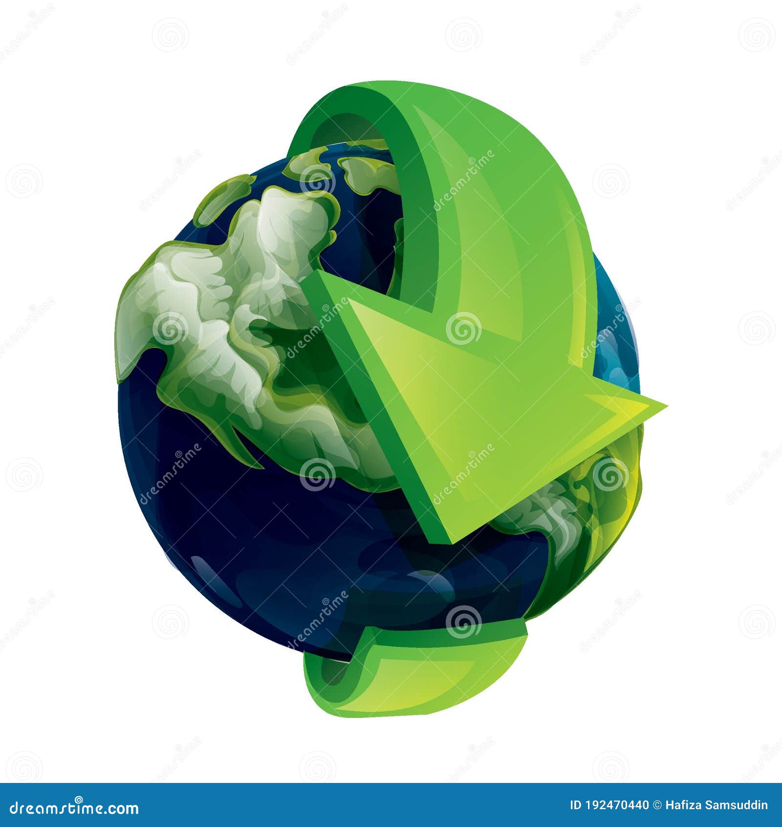 Planet Earth Turning Arrow. Vector Illustration Decorative Design Stock ...