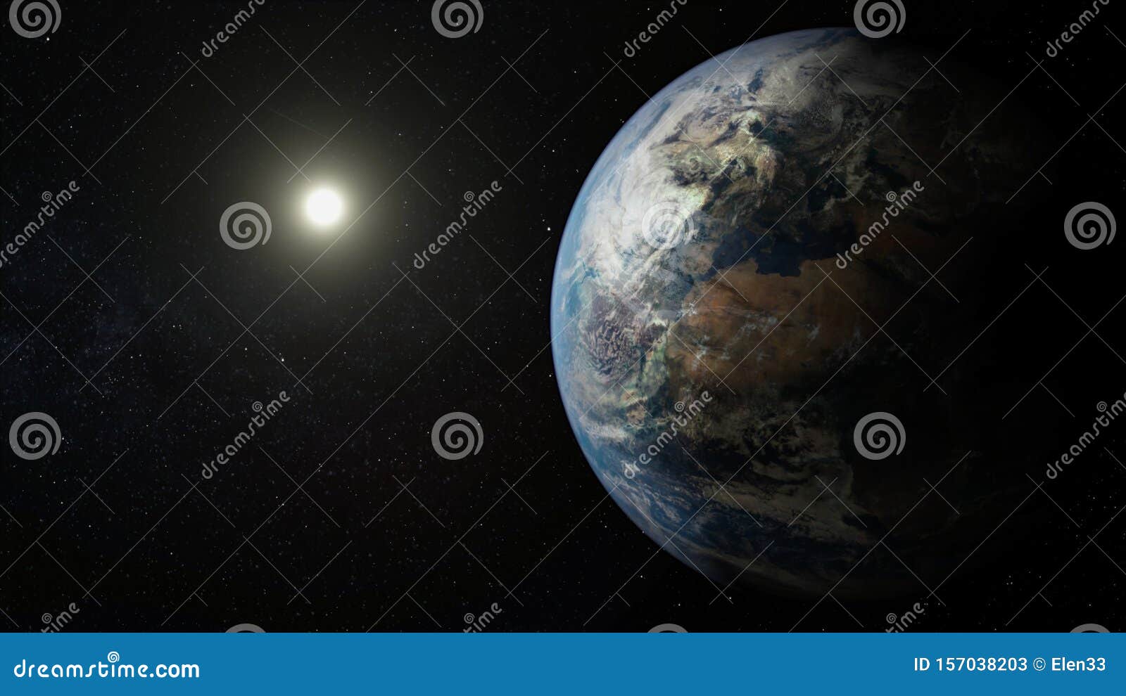 Planet Earth Under the Distant Sun Light. Stock Image - Image of globe ...
