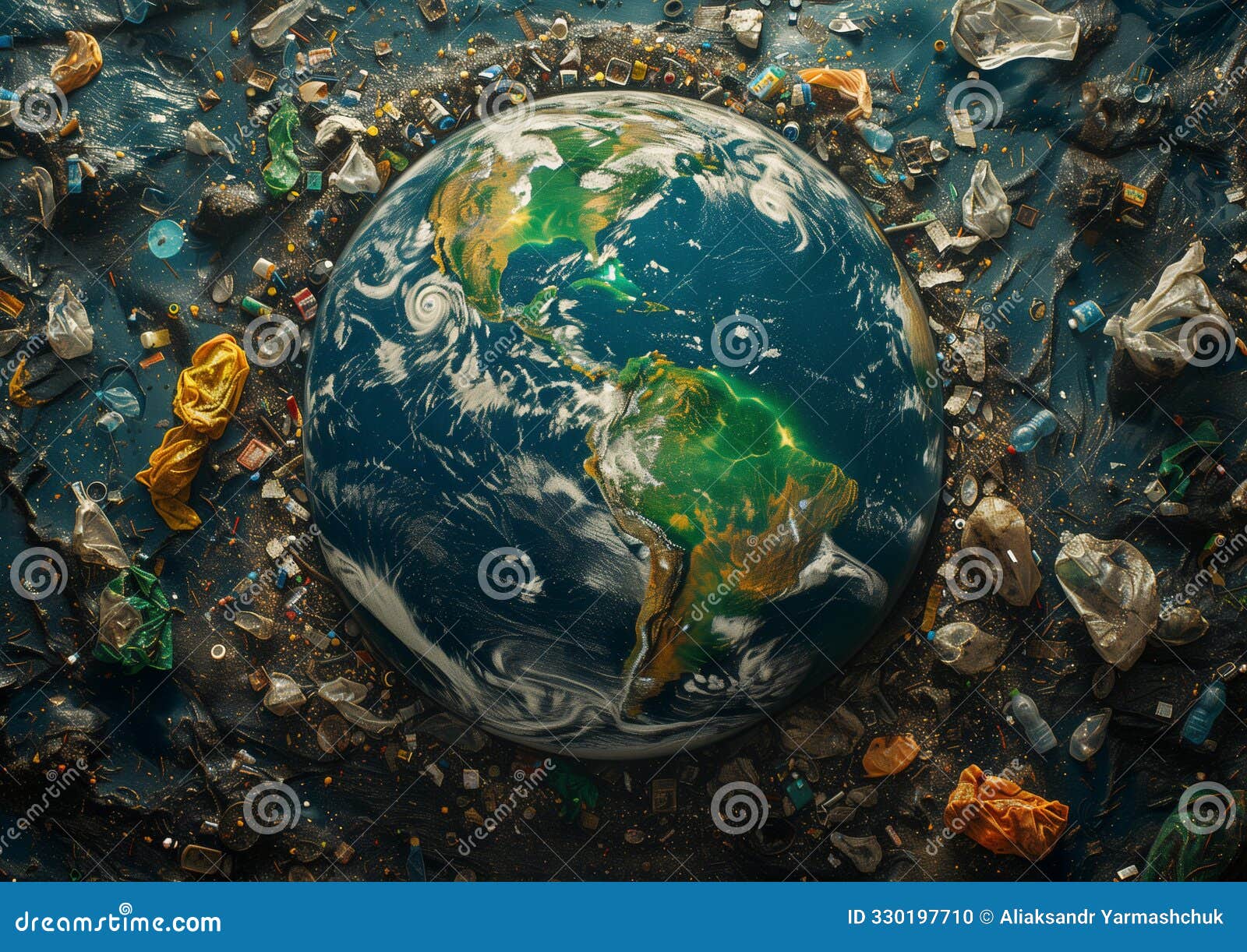 Planet Earth Under a Layer of Garbage. View from Space of the Earth ...