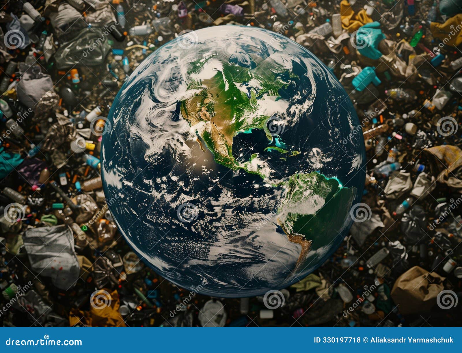 Planet Earth Under a Layer of Garbage. View from Space of the Earth ...