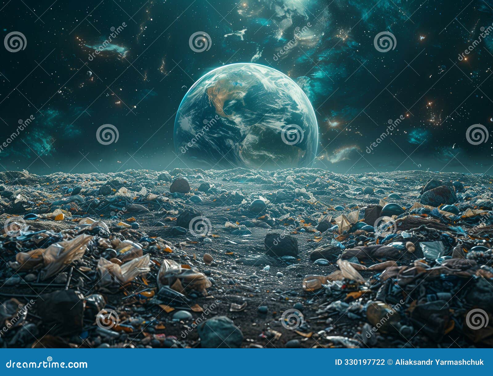 Planet Earth Under a Layer of Garbage. View from Space of the Earth ...