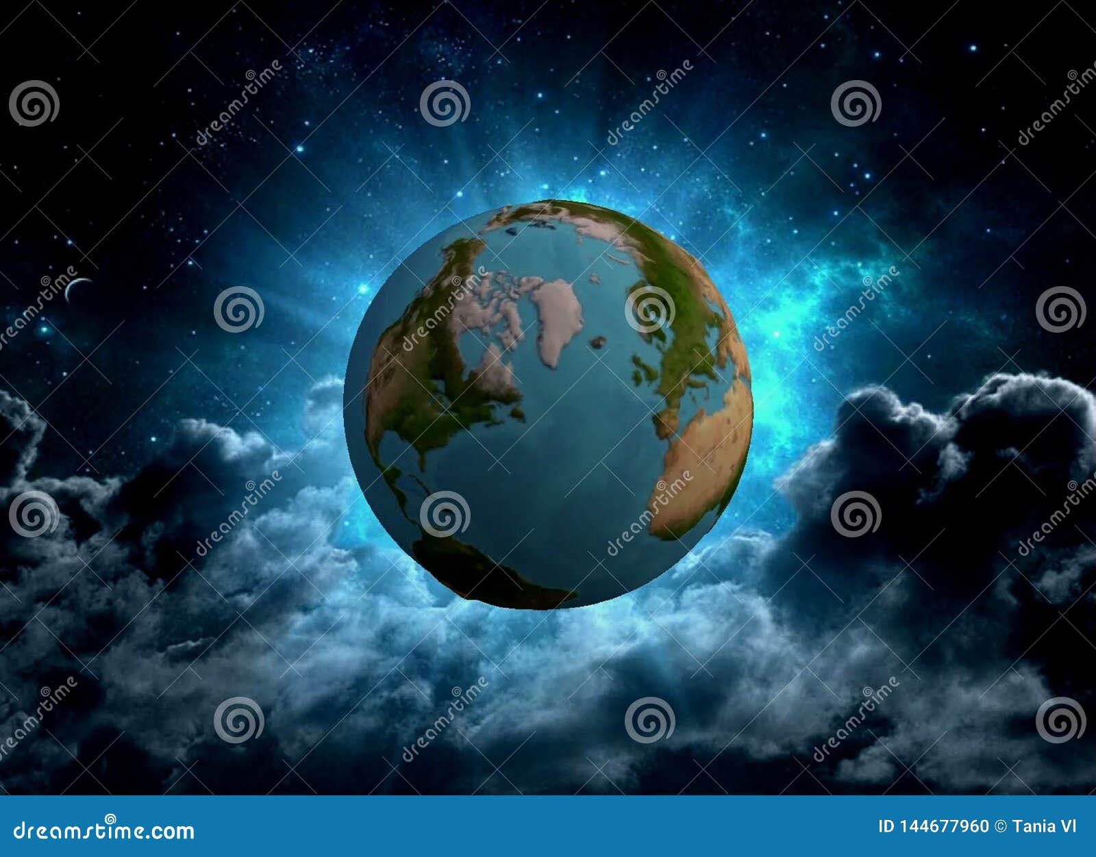 Planet Earth in the Universe in 3d Format Stock Illustration ...