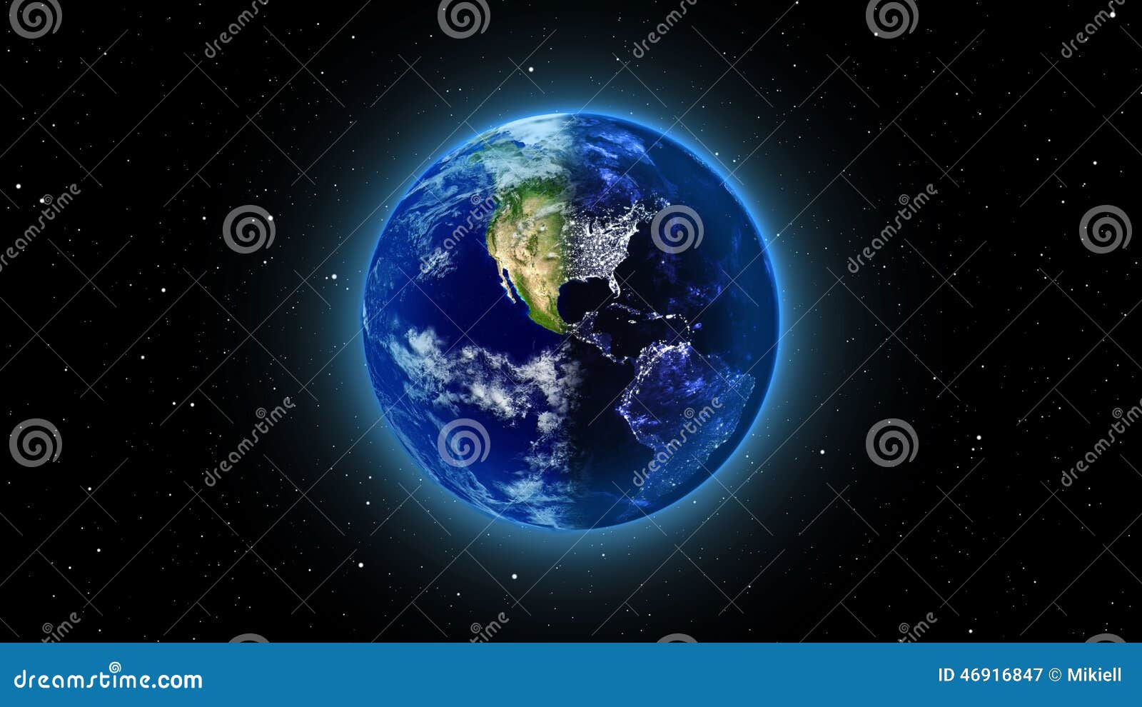 Planet Earth In Universe Or Space, Globe And Galaxy In A Nebula Clouds ...