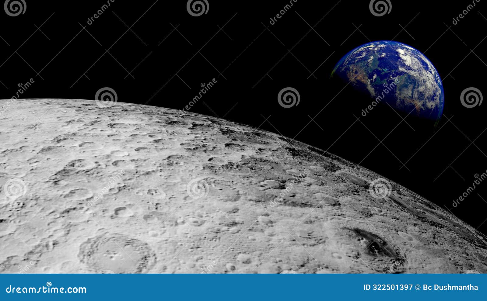 Planet Earth View from Moon Stock Illustration - Illustration of ...
