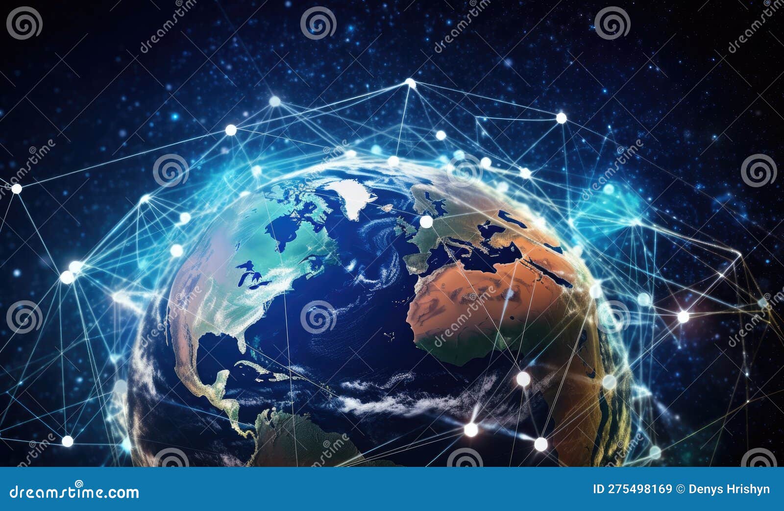 Planet Earth Viewed from Space Via Satellite Internet. Creating Using ...