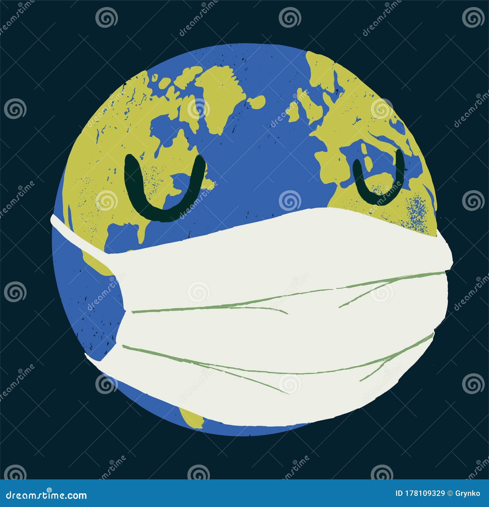 Earth in mask stock vector. Illustration of continent - 178109329