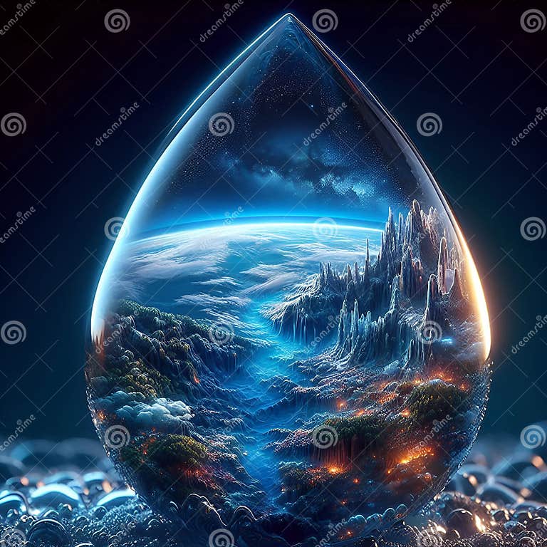 Planet Earth in a Water Drop. 3d Rendering, 3d Illustration Stock ...