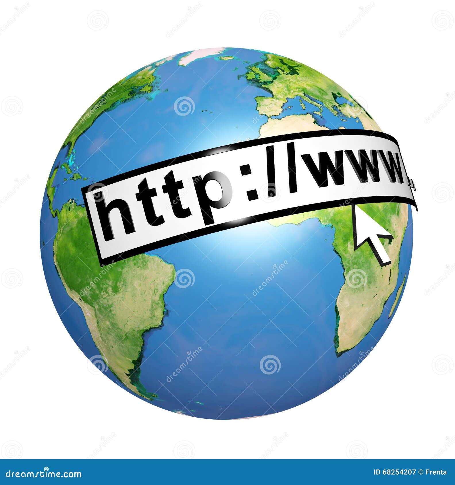 Planet Earth, Web Address and Computer Mouse Cursor Stock Illustration ...