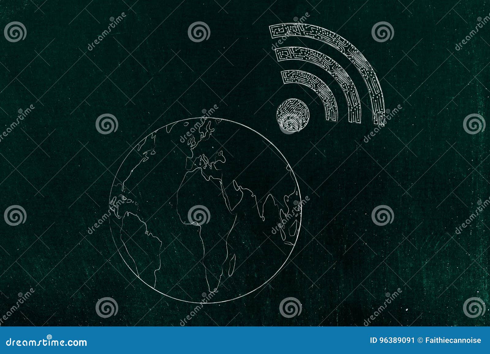 Planet Earth with Wi-fi Symbol on it Stock Illustration - Illustration ...