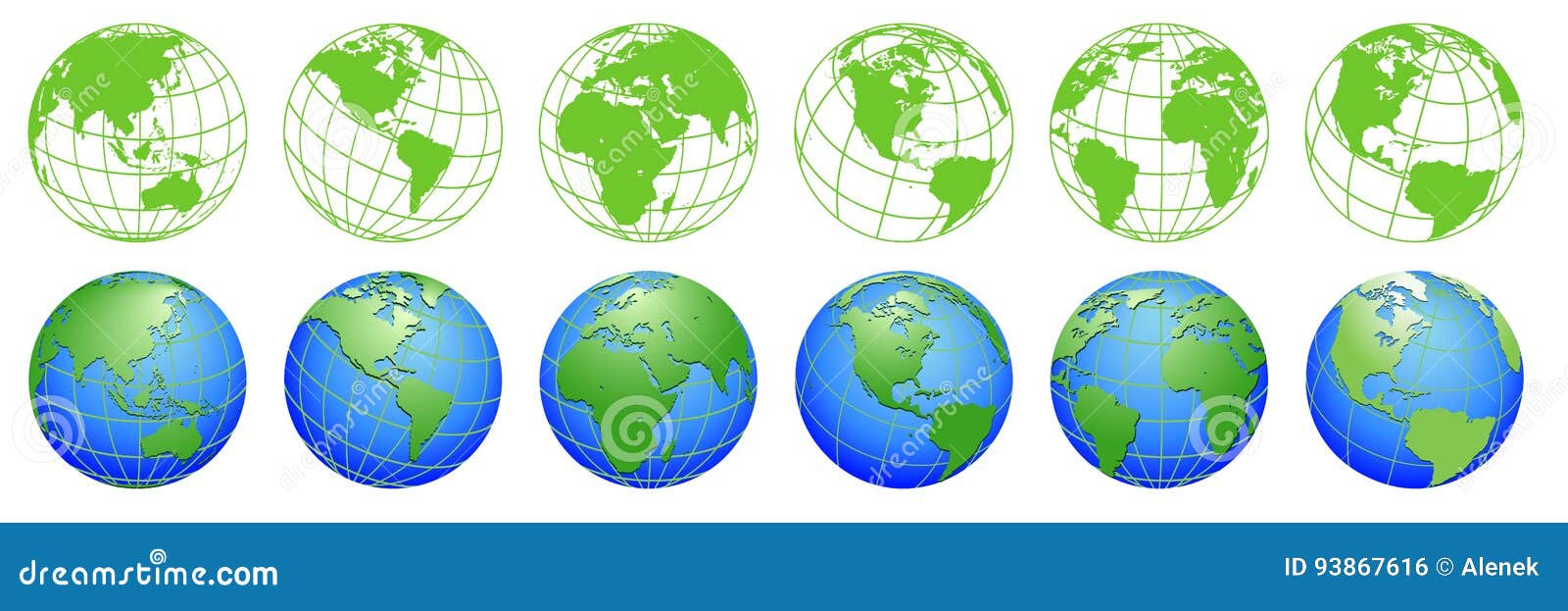 Planet Earth, World Globe Maps, Set of Ecology Icons Stock Vector ...