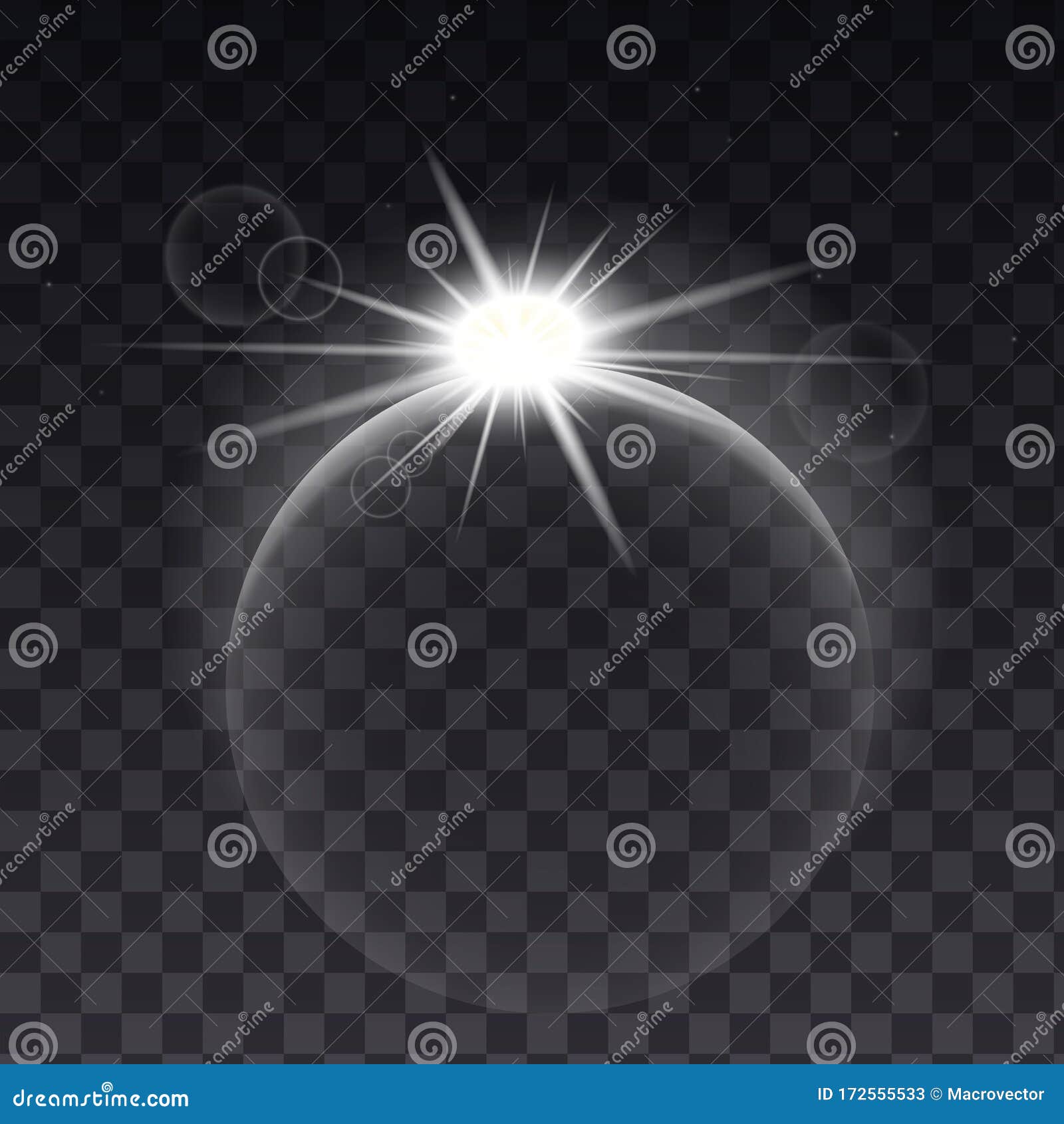 Planet Eclipse Light Effect Transparent Composition Stock Vector ...