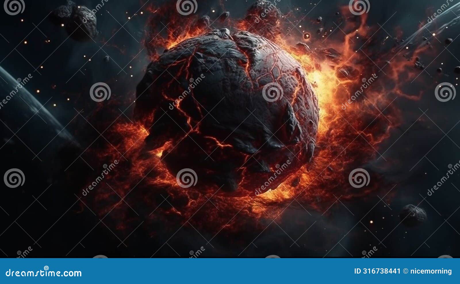 A planet exploded in space stock illustration. Illustration of global ...