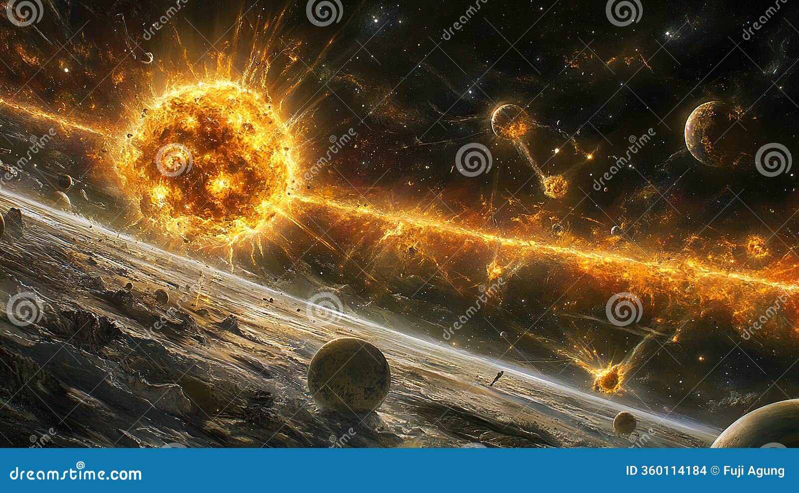 Fiery Galaxy Spirals In A Cosmic Dance. Stock Image | CartoonDealer.com ...