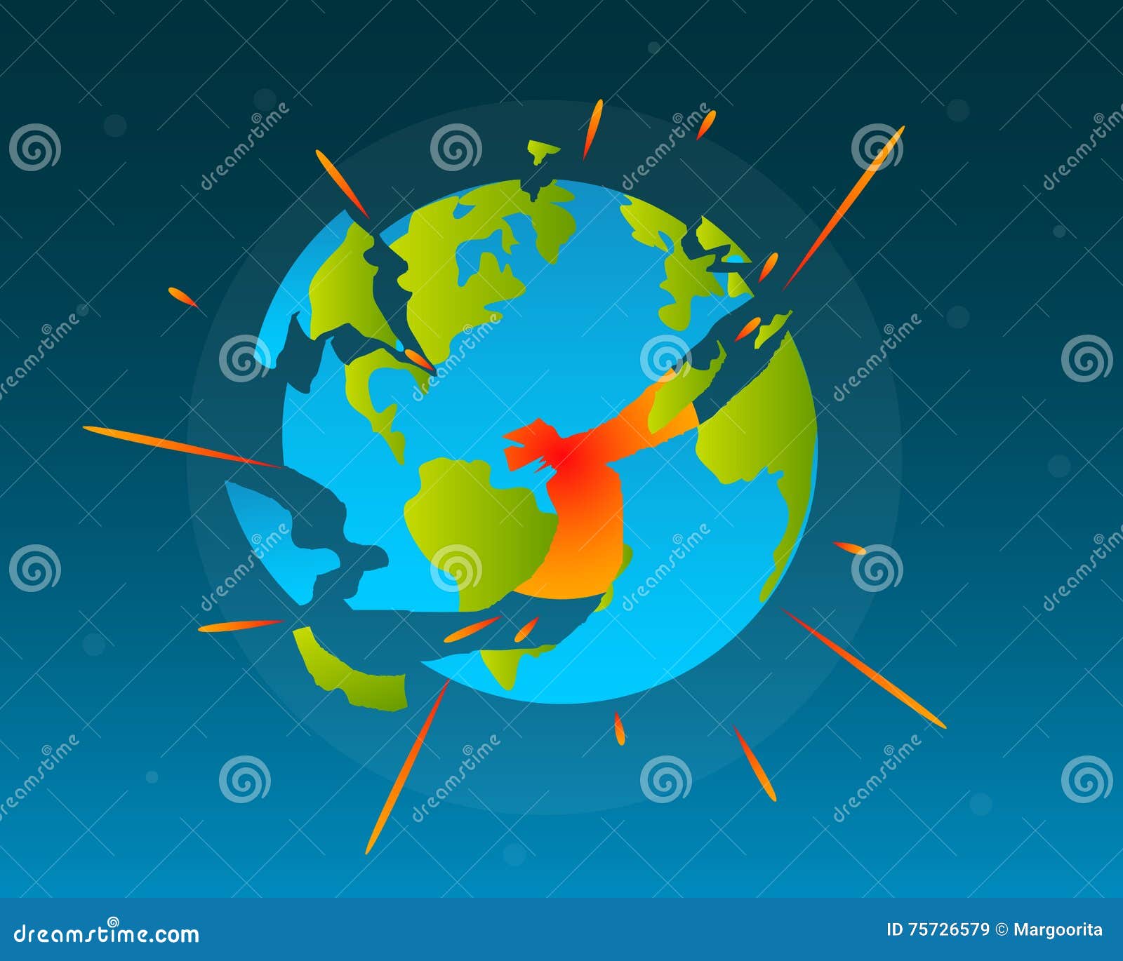 Planet explosion stock vector. Illustration of danger - 75726579