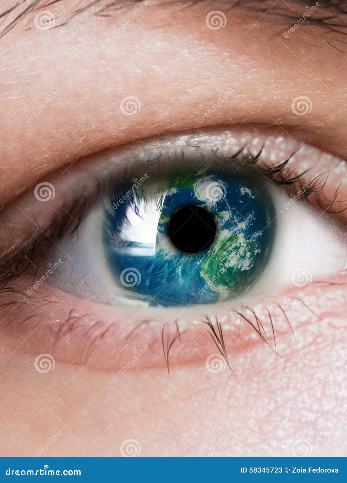 Planet is in the eye stock image. Image of security, concepts - 58345723