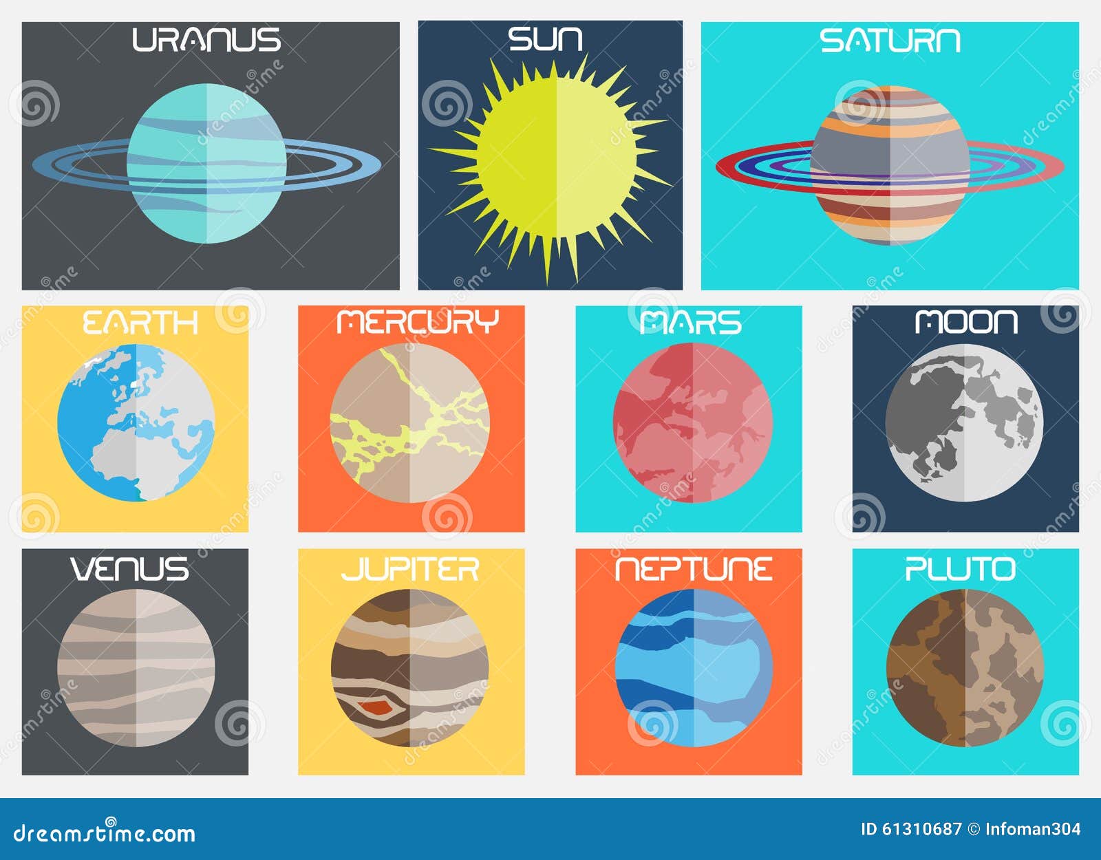 Planet Flat Design Collection for Web Stock Illustration - Illustration ...