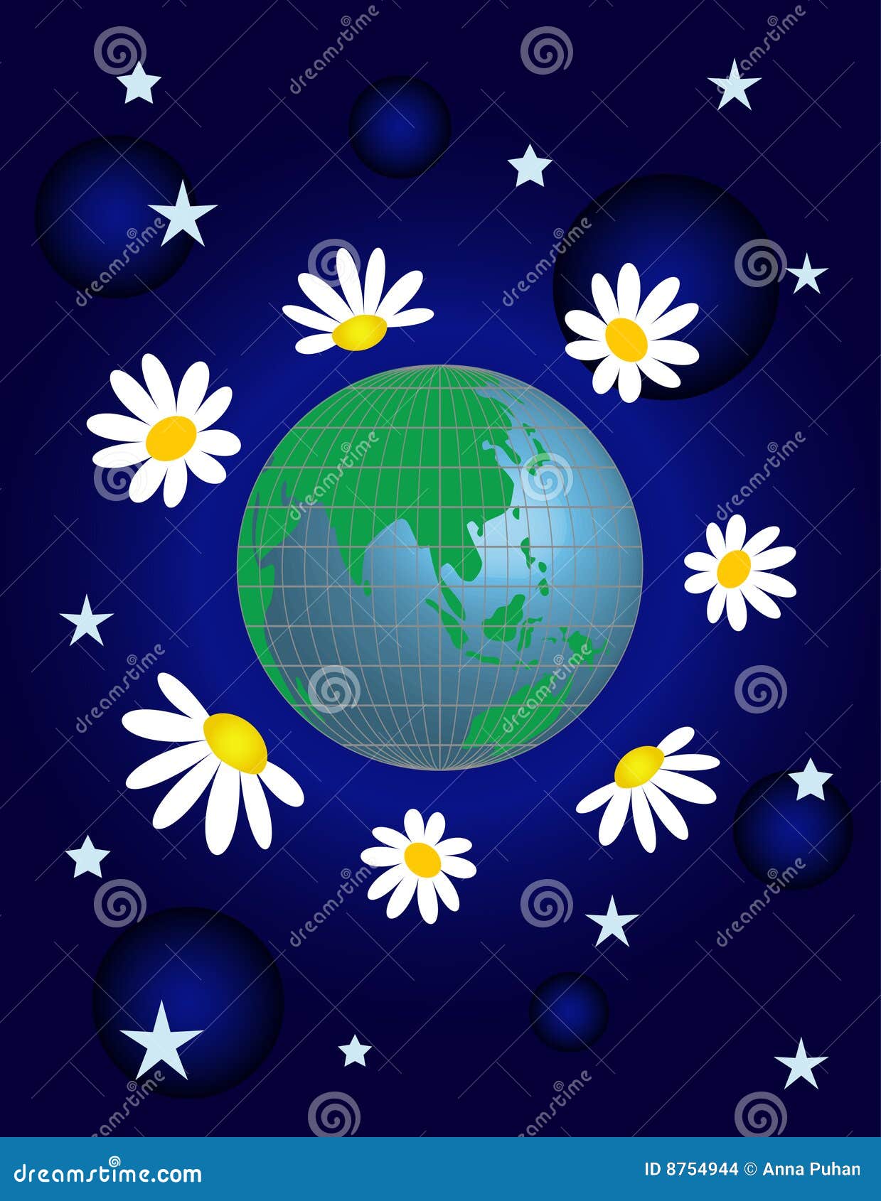 Planet with flower stock vector. Illustration of globe - 8754944