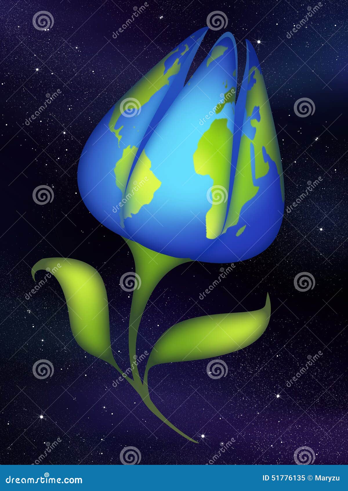 Planet flower in space stock illustration. Illustration of symbol ...