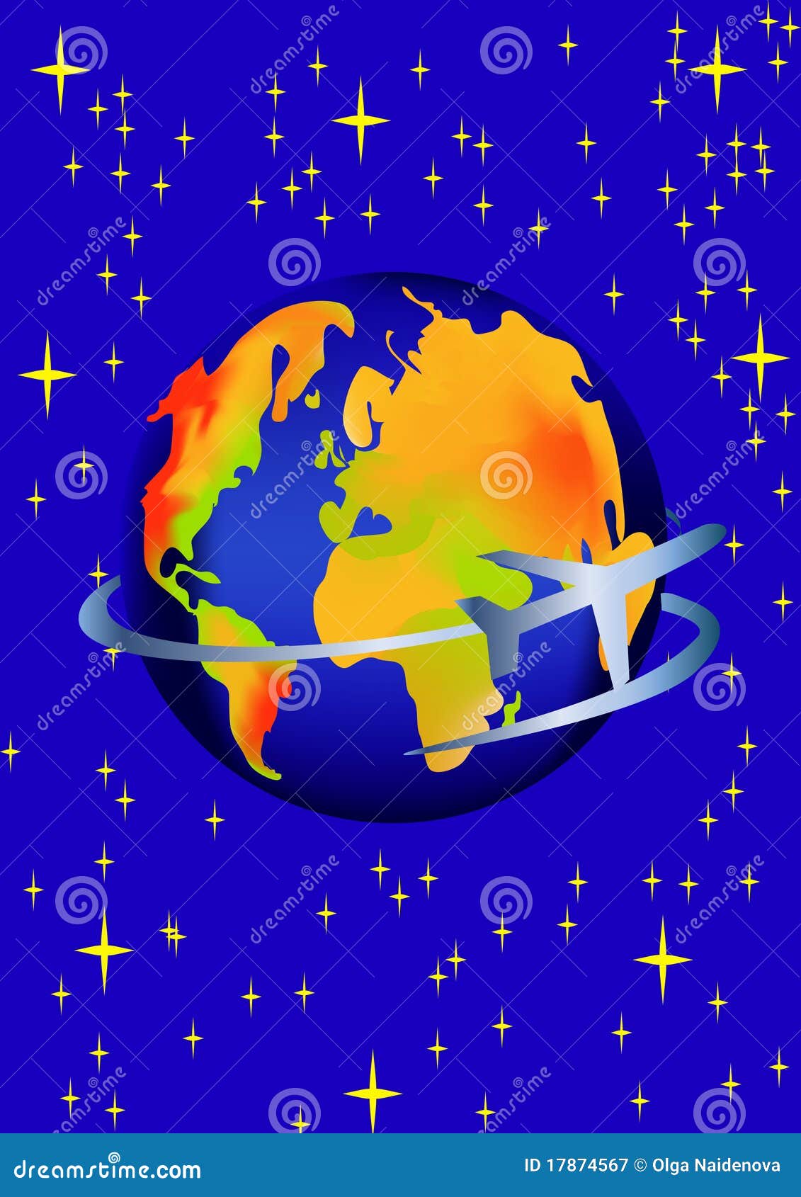 Planet and flying plane stock vector. Illustration of industry - 17874567