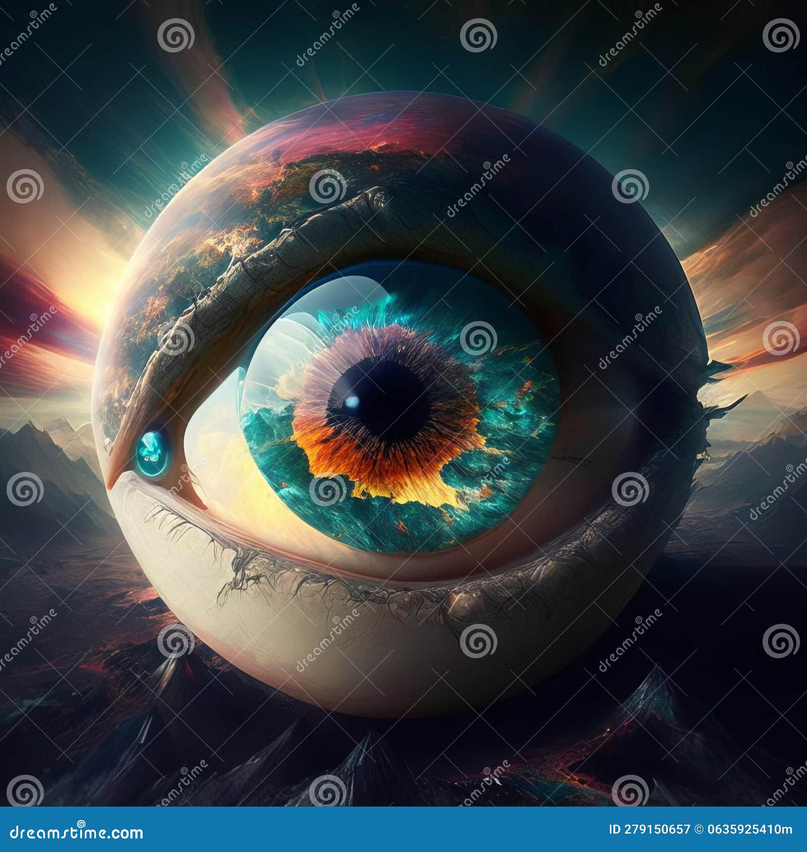 Planet in the Form of an Eyeball. Stock Illustration - Illustration of ...