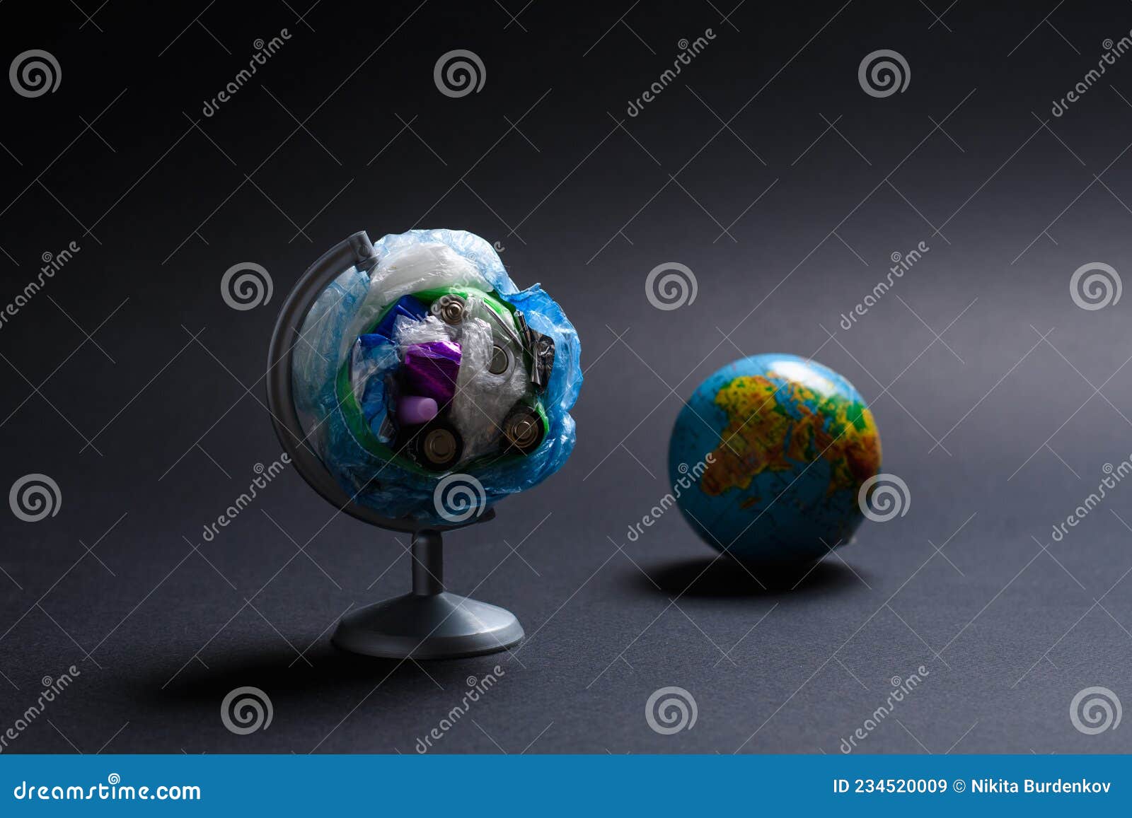 Planet Garbage Pollution Concept. Globe Made of Debris on the ...