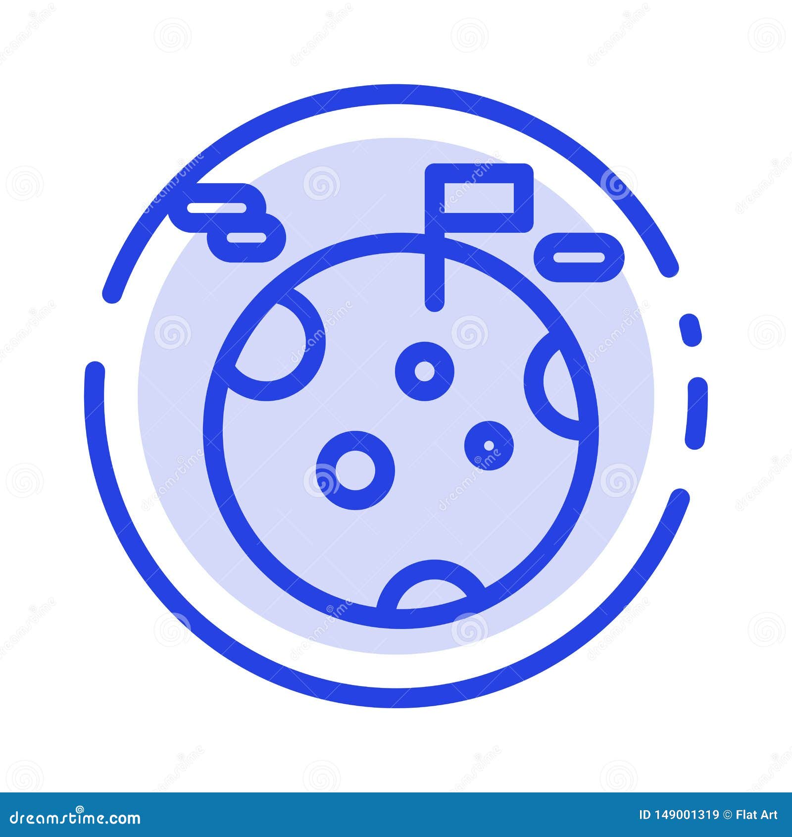 Planet, Gas, Giant, Space Blue Dotted Line Line Icon Stock Vector ...