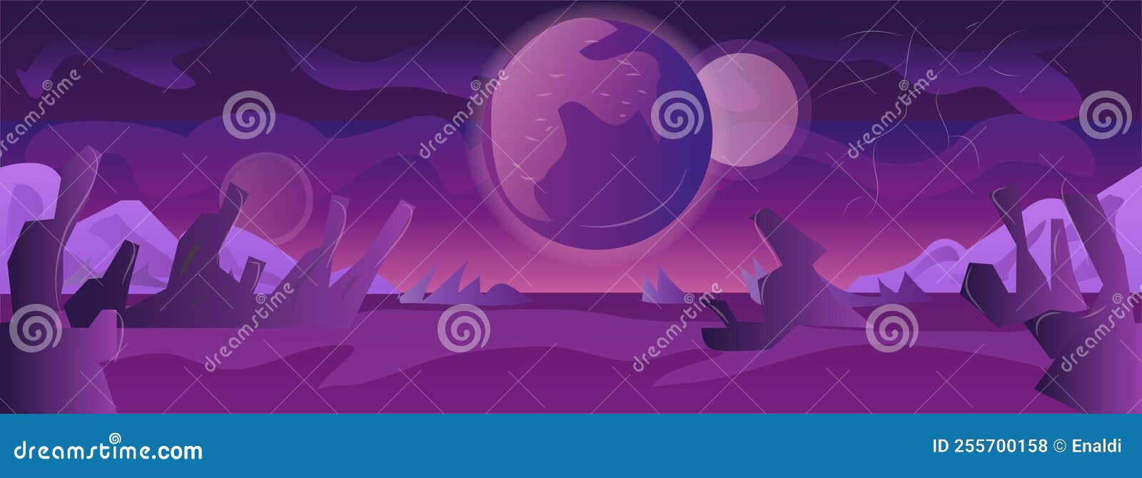 Alien Planet Game Background Wallpaper Vector Illustration Stock Vector ...