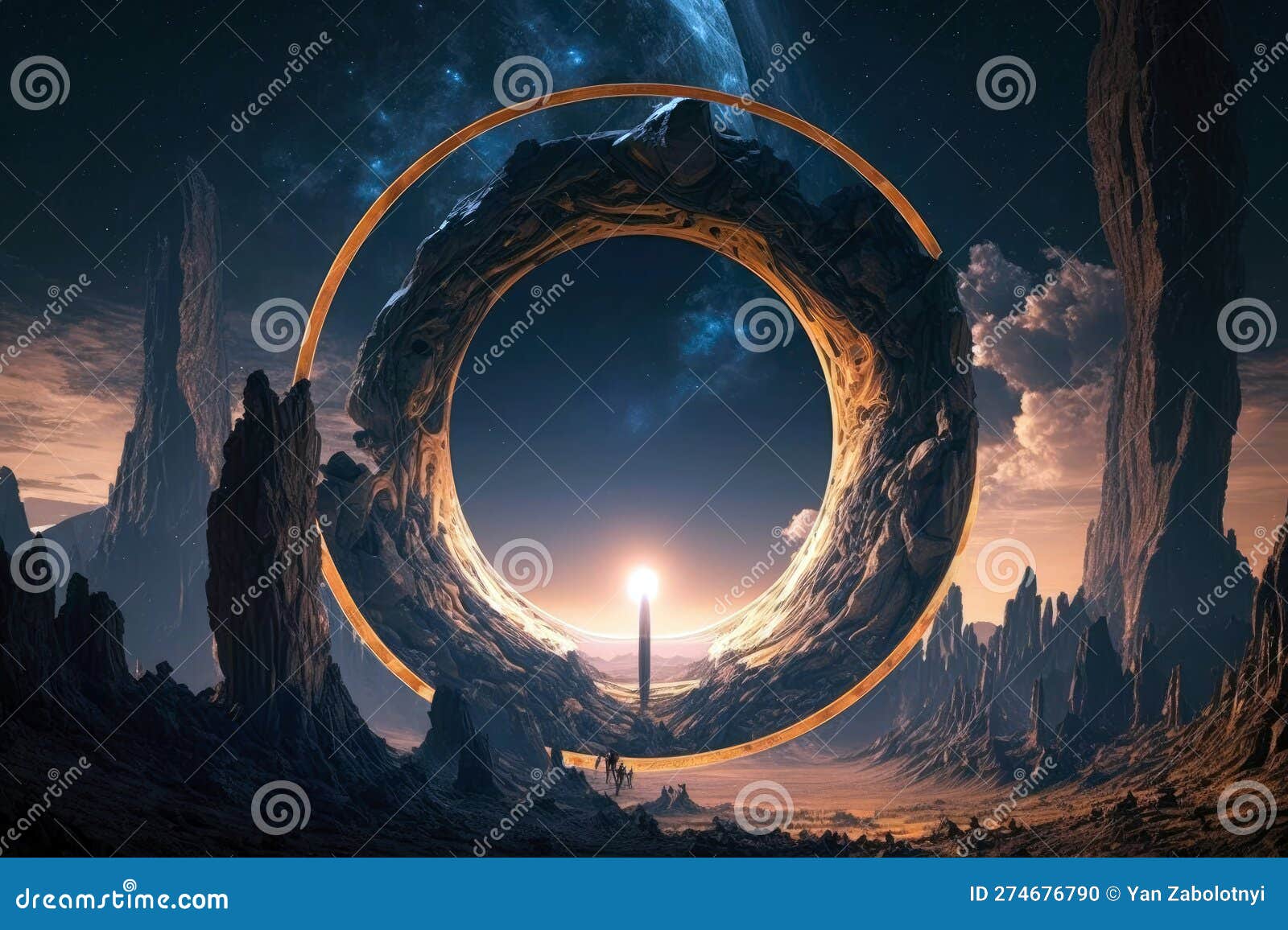 A Planet with a Giant Ring System Around it. Generative AI Stock ...