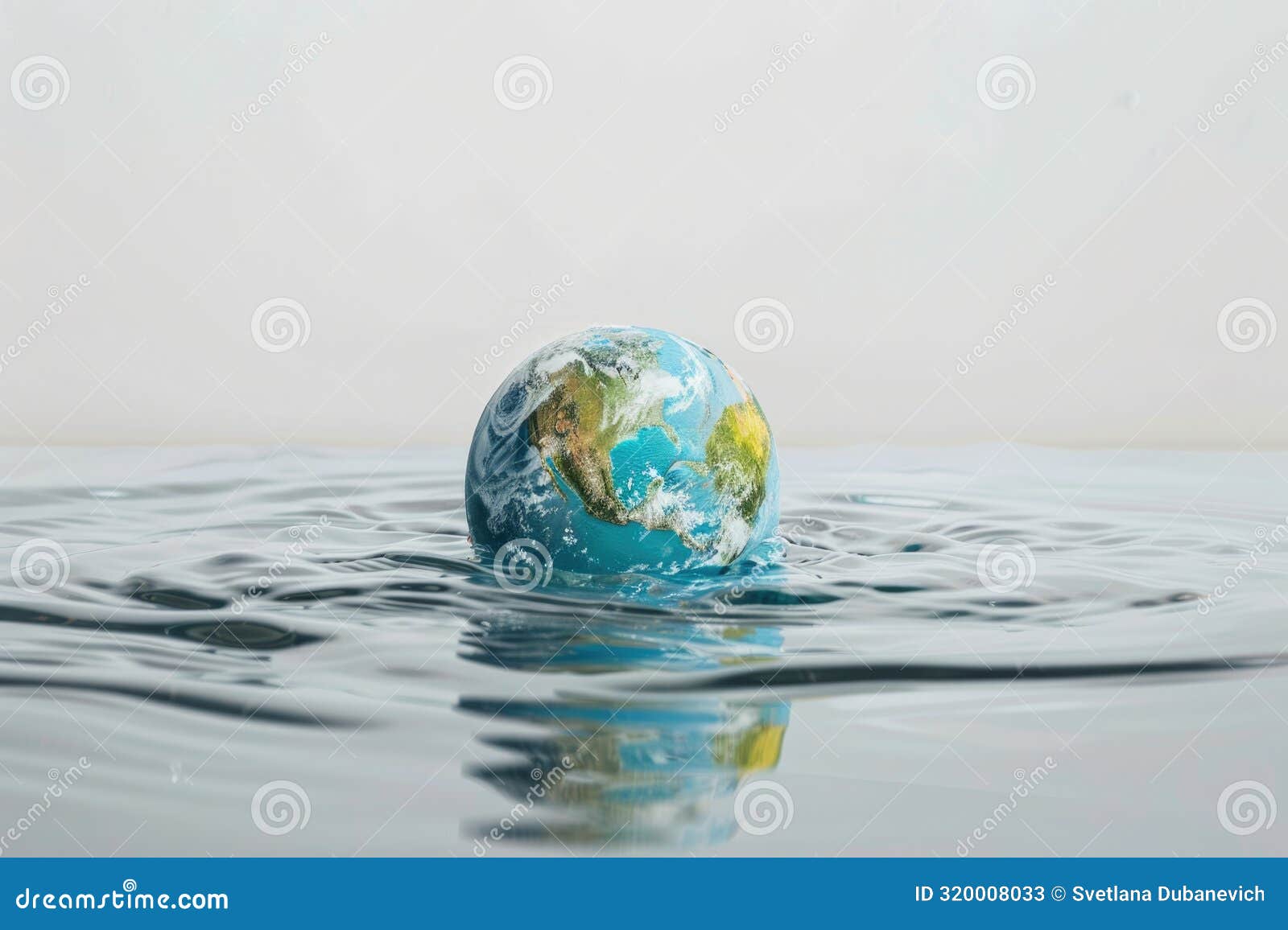 Planet Globe Earth in Clean Water. World Water Day, Environment Concept ...