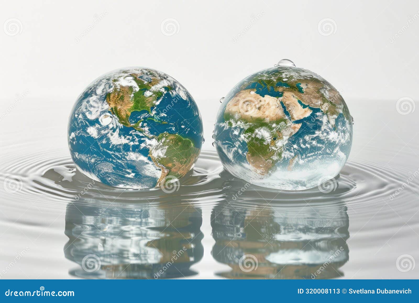 Planet Globe Earth in Clean Water. World Water Day, Environment Concept ...