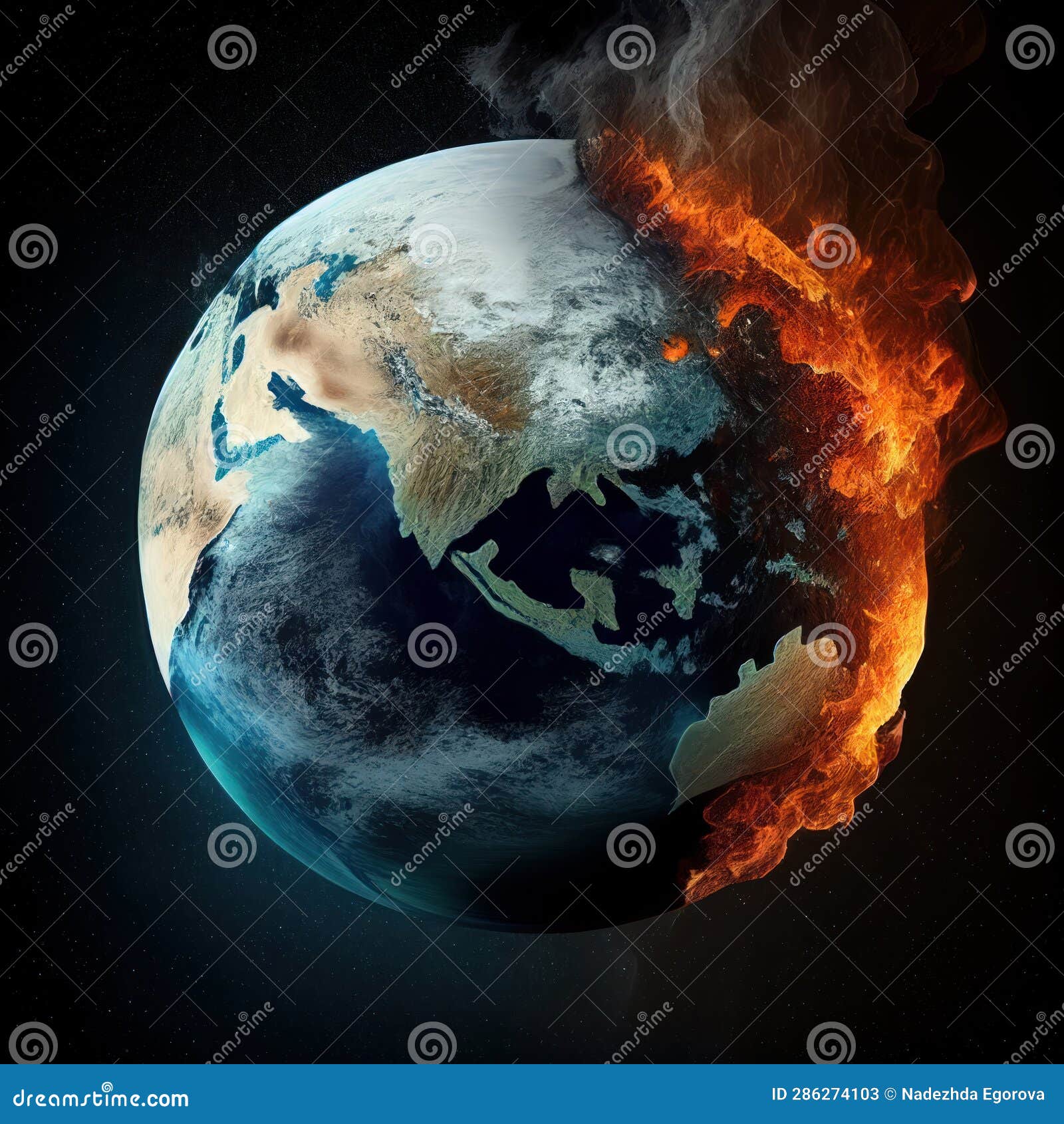 Planet Globe Illustration - Global Warming Problem, Earth Burn. Global ...